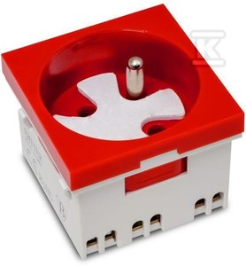 Modular socket 230V with earthing 1-fold std 45x45, with a lock and release, red E/GMBZ ...